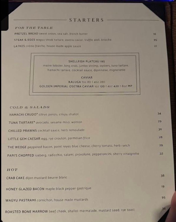 Papi Steak Las Vegas Restaurant Menu & Prices | Fontainebleau